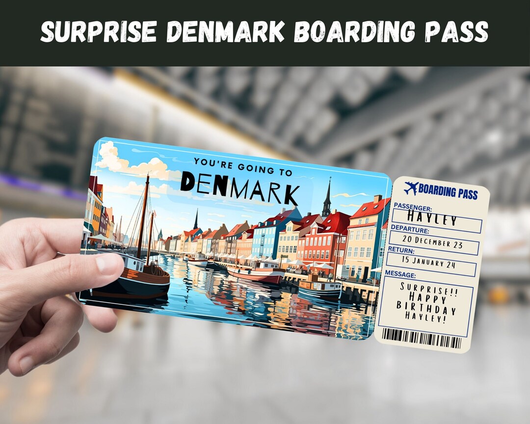 Denmark Trip Surprise Gift Ticket: Editable Boarding Pass (digital ...