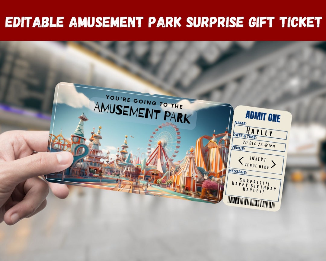 Amusement Park Surprise Gift Ticket You're Going to the AMUSEMENT PARK ...