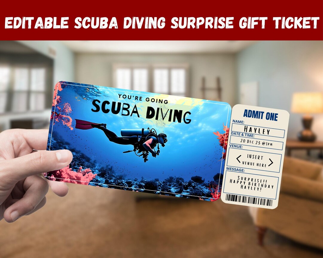 Scuba Diving Surprise Gift Ticket - You're Going SCUBA DIVING ...