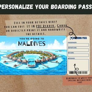 Maldives Trip Surprise Gift Ticket: Editable Boarding Pass (digital ...