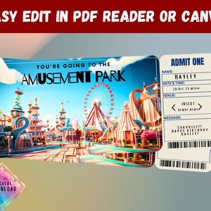 Amusement Park Surprise Gift Ticket - You're Going to the AMUSEMENT ...
