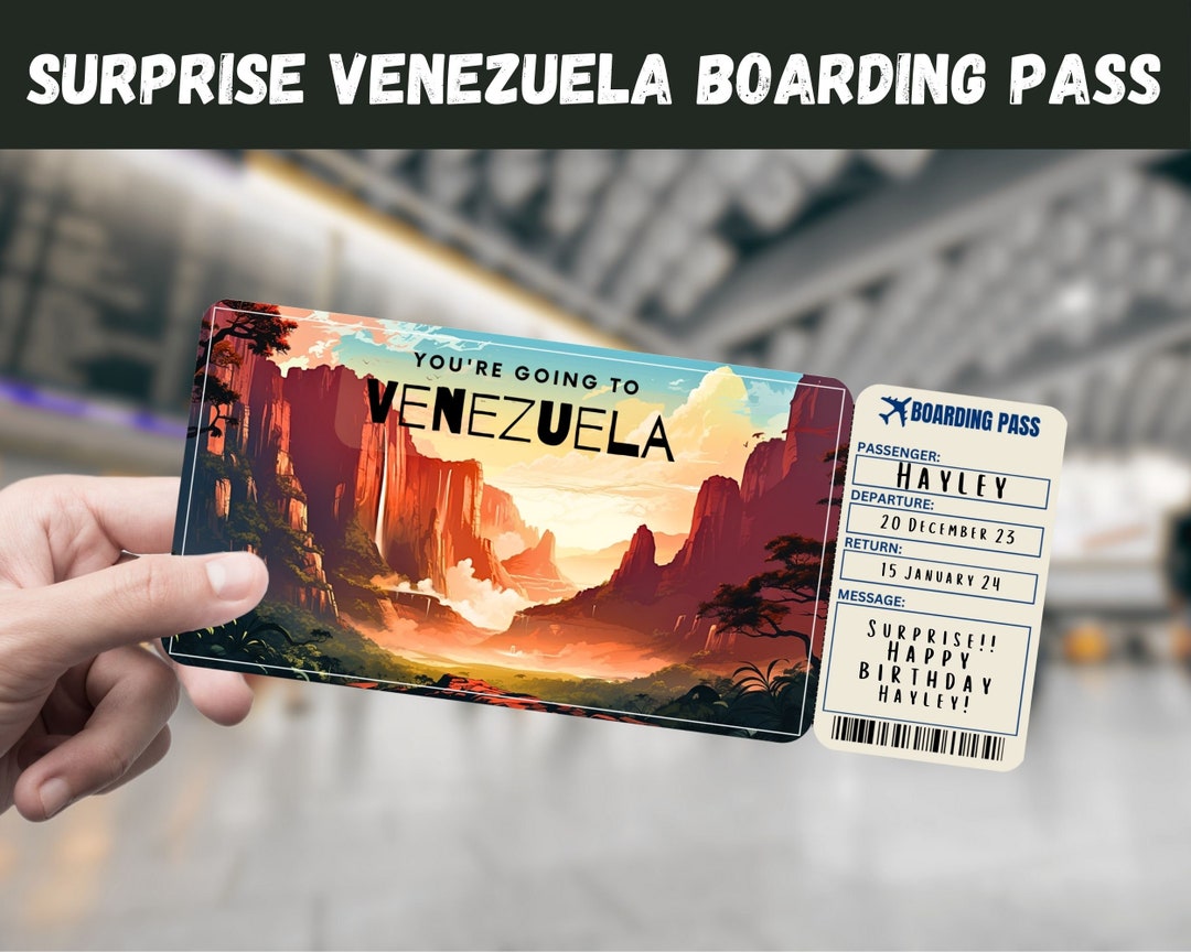 Venezuela Trip Surprise Gift Ticket You're Going to VENEZUELA, Flight ...