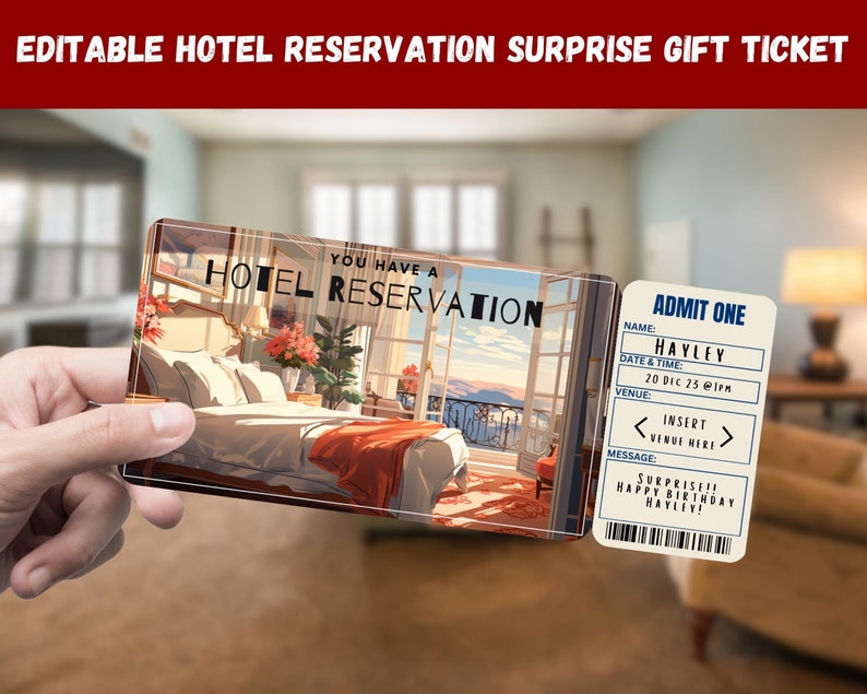Hotel Reservation Surprise Gift Ticket You Have A HOTEL - Etsy