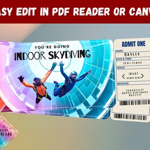Editable Indoor Skydiving Surprise Gift Ticket (digital Download) - Etsy