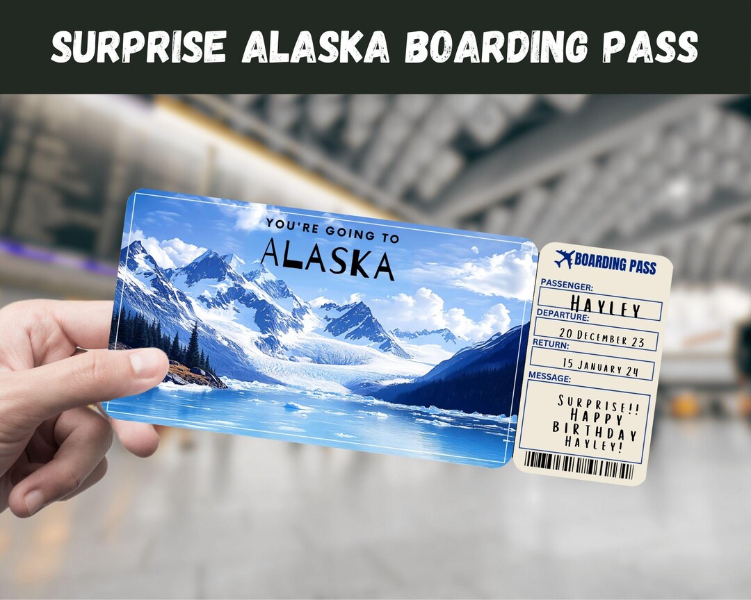 Alaska Trip Surprise Gift Ticket: Editable Boarding Pass (printable PDF ...