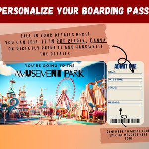 Amusement Park Surprise Gift Ticket - You're Going to the AMUSEMENT ...