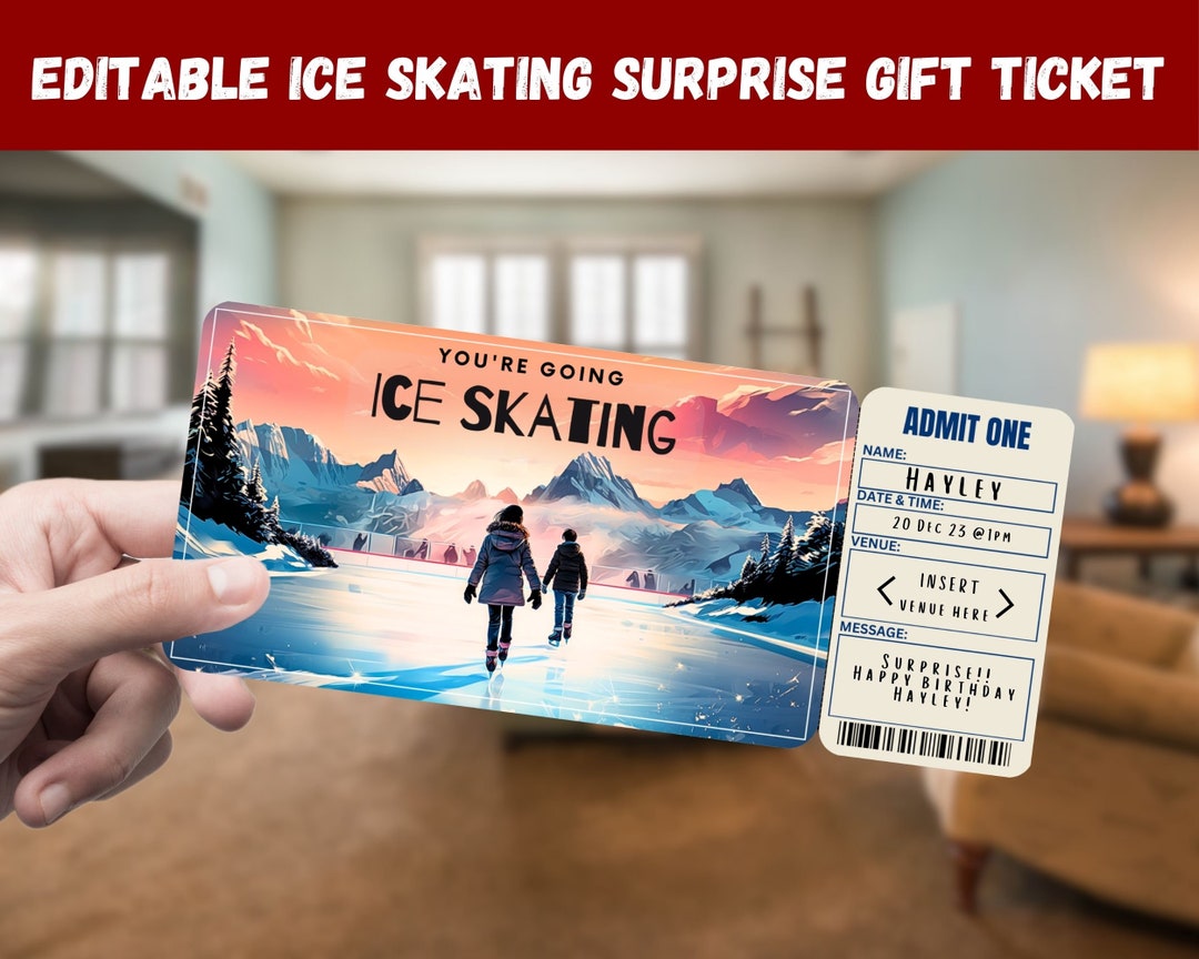 Ice Skating Surprise Ticket: Editable Gift Pass (printable) - Etsy
