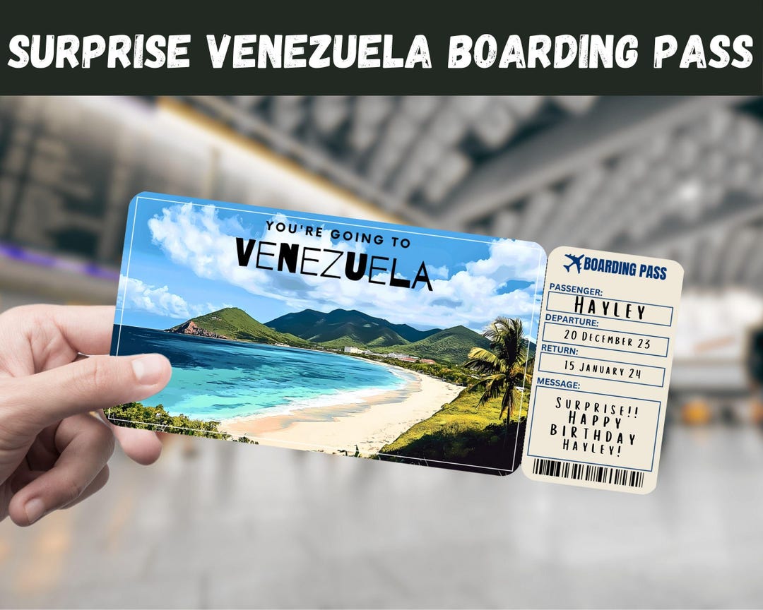 Venezuela Trip Surprise Gift Ticket - You're Going to VENEZUELA, Flight ...