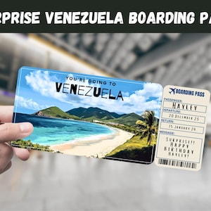 Venezuela Trip Surprise Gift Ticket: Editable Boarding Pass (digital ...