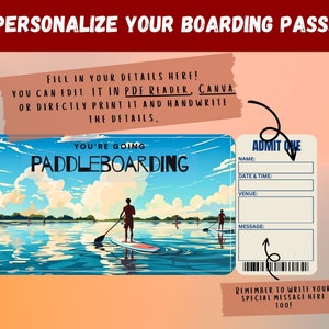 Paddleboarding Surprise Gift Ticket: Editable Printable Invitation ...