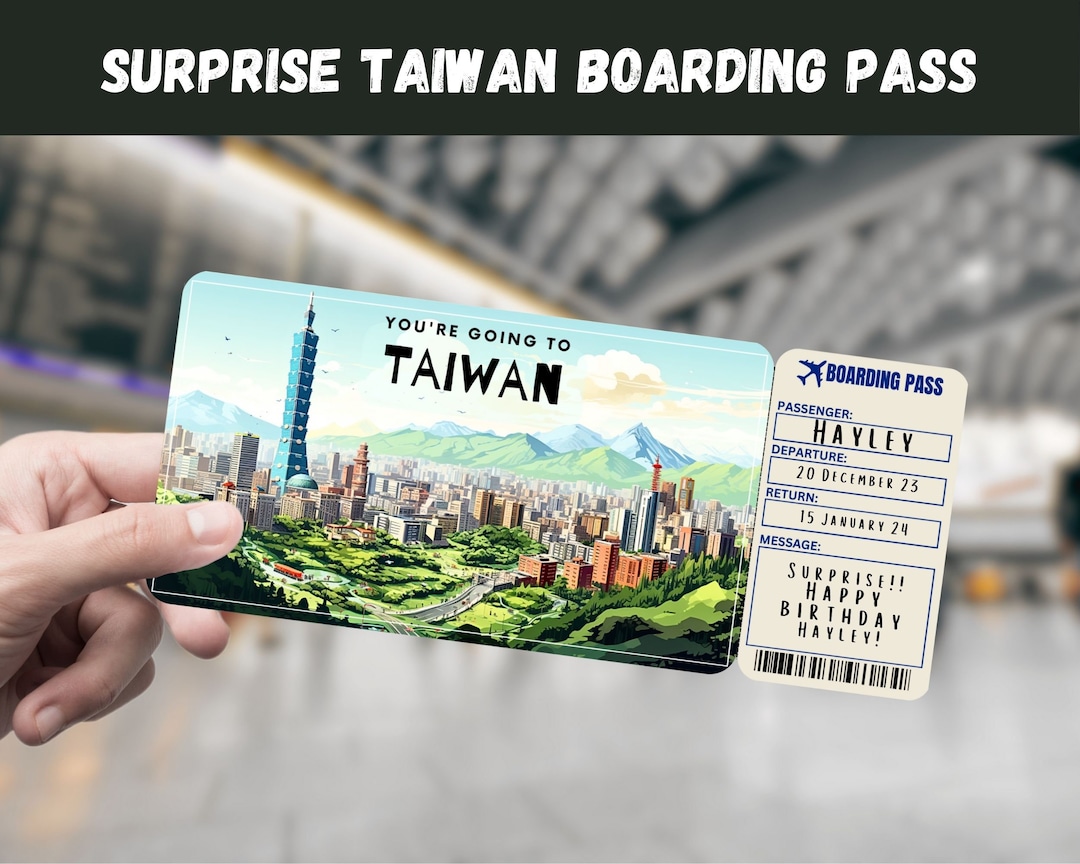 Taiwan Trip Surprise Gift Ticket - You're Going to TAIWAN - Printable ...