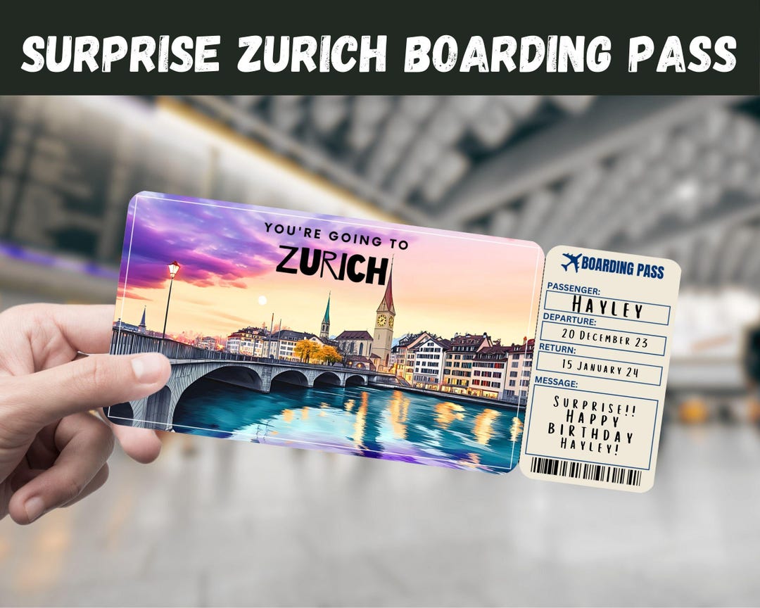 Zurich, Switzerland Trip Surprise Gift Ticket - You're Going to ZURICH ...