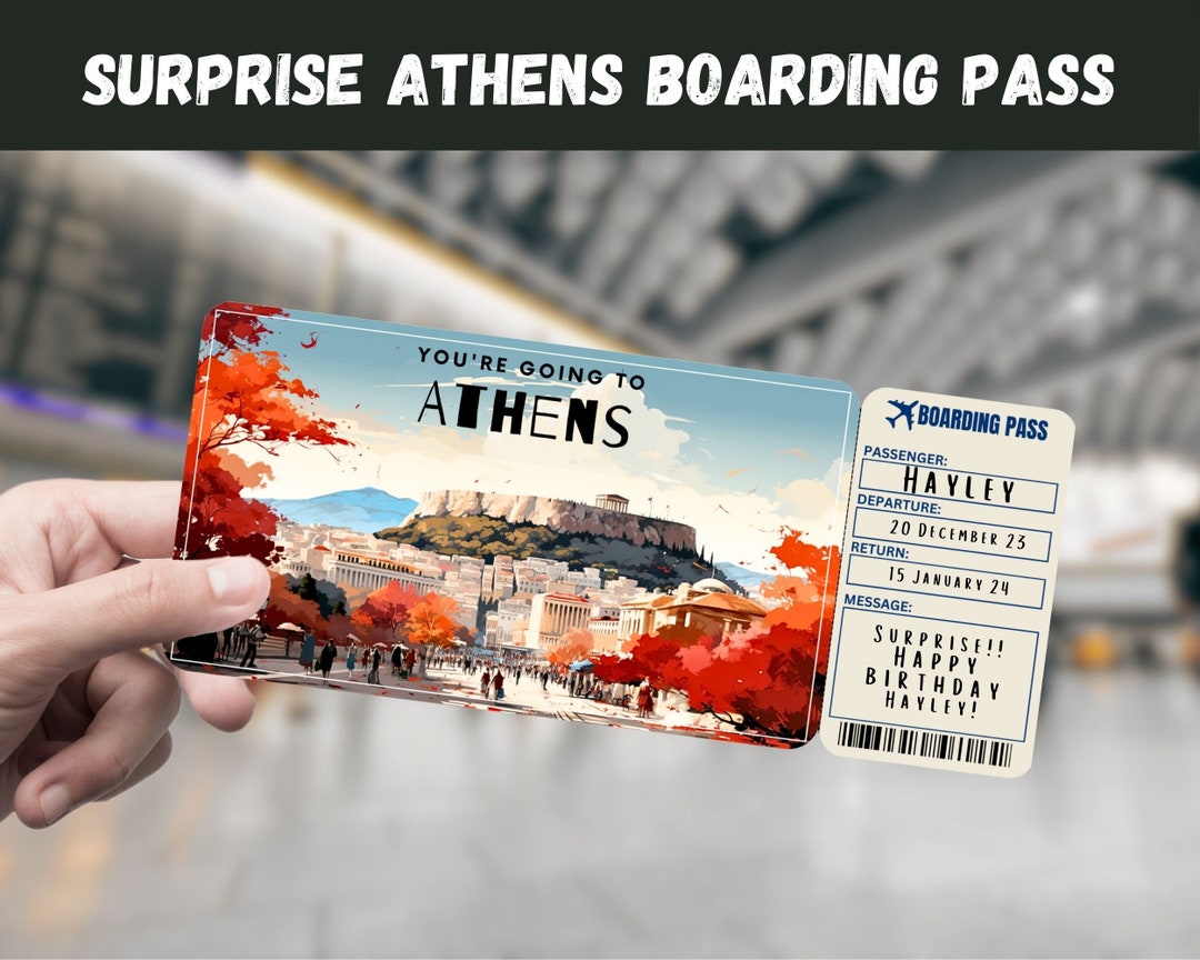 Athens Trip Surprise Ticket: Editable Boarding Pass (digital Download ...