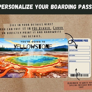 Yellowstone Trip Surprise Gift Ticket: Editable Boarding Pass ...