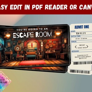 Escape Room Surprise Gift Ticket - You're Going to an ESCAPE ROOM ...