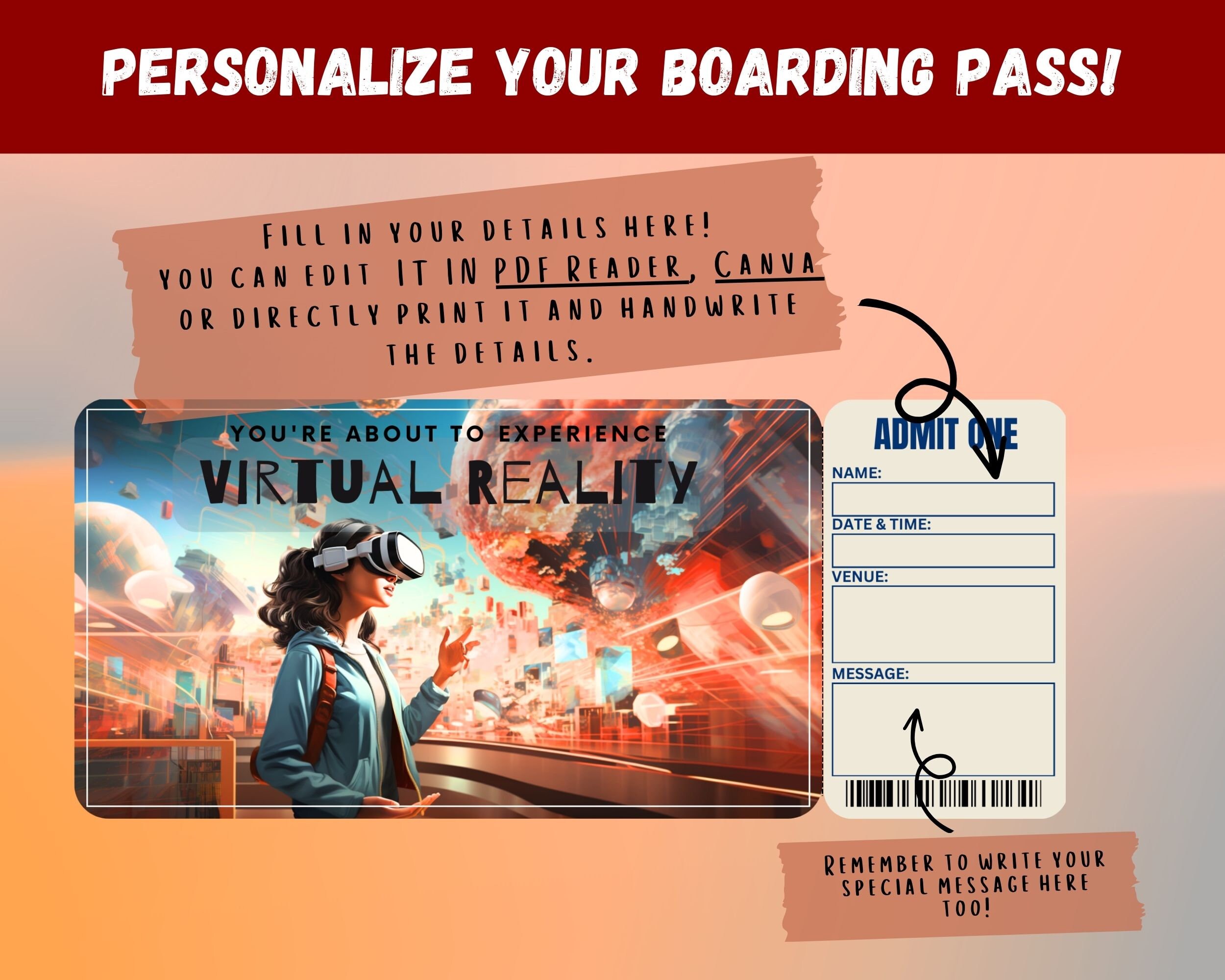 Virtual Reality Surprise Gift Ticket You're About to Experience VIRTUAL ...