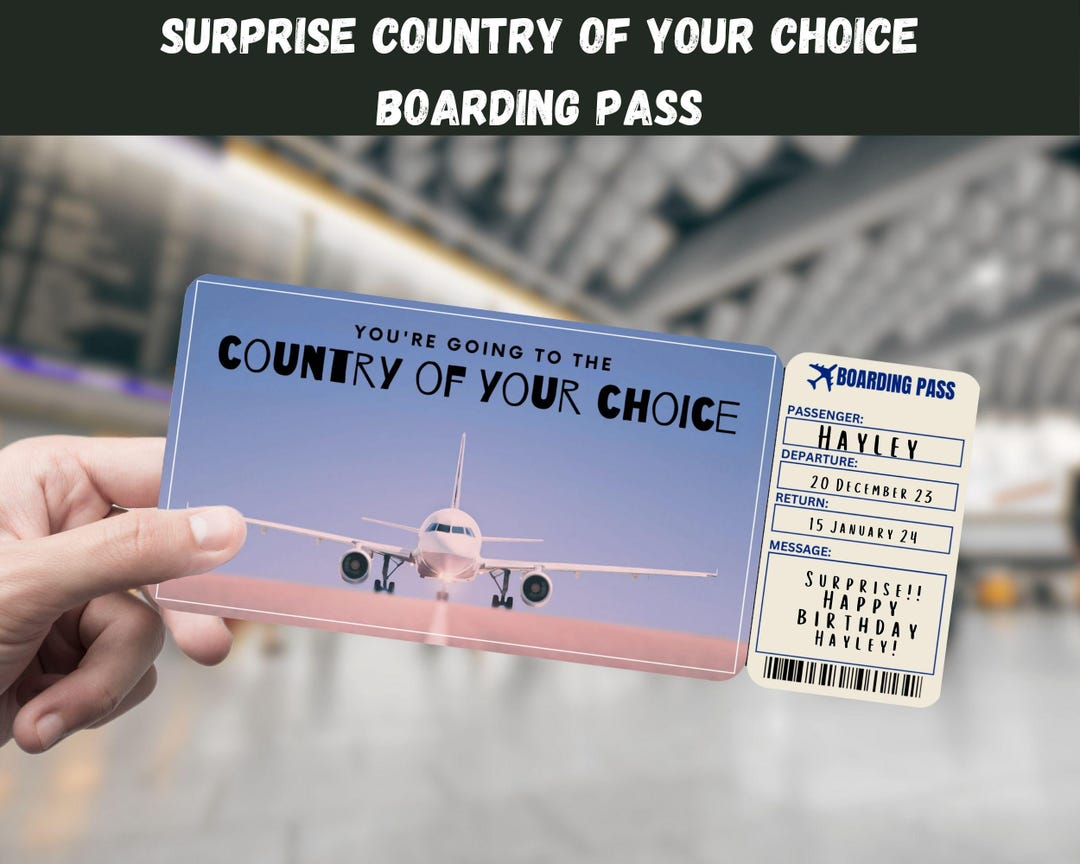 Surprise Trip Gift Ticket - You're Going to the Country of Your Choice ...