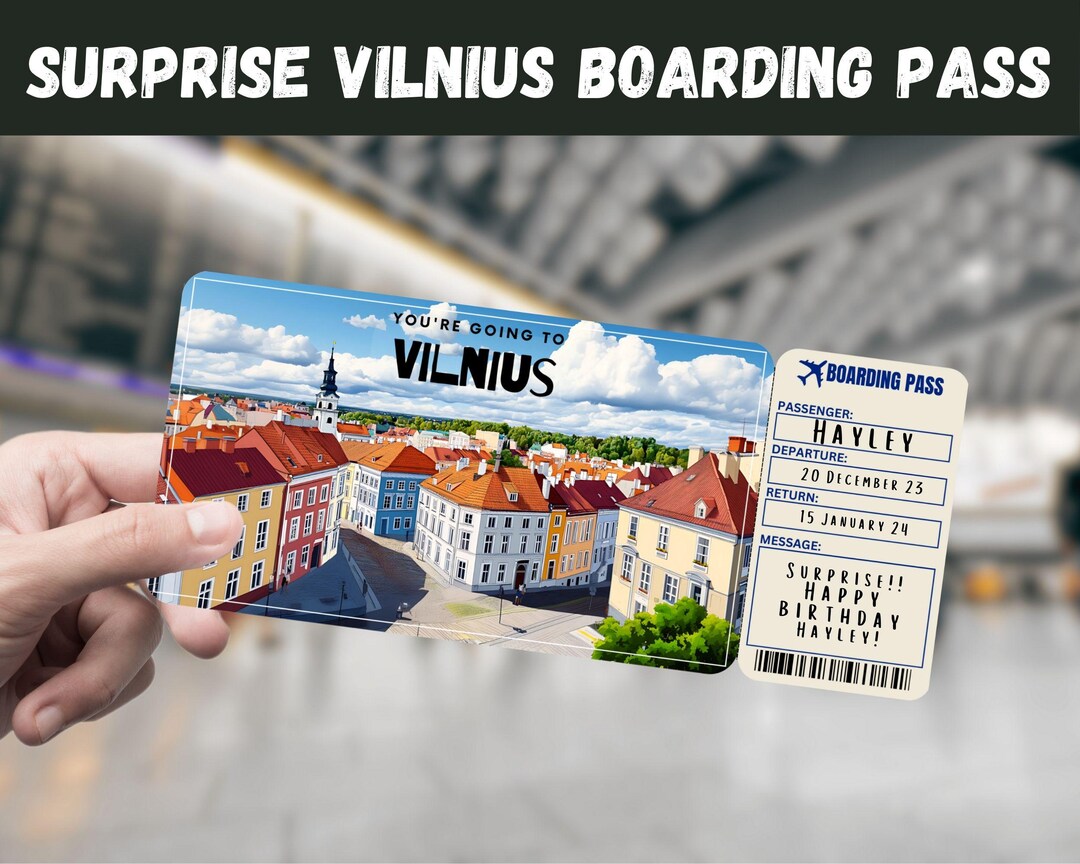 Vilnius Trip Surprise Gift Ticket: Editable Boarding Pass (digital ...