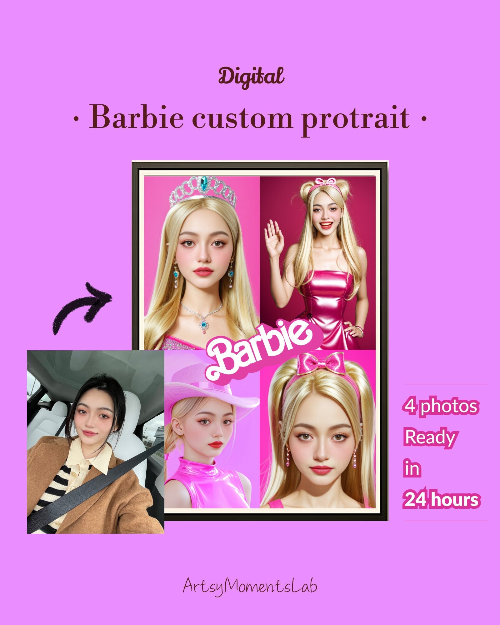 Custom Doll-like Portrait, Barbie Style Custom Portrait, Digital ...