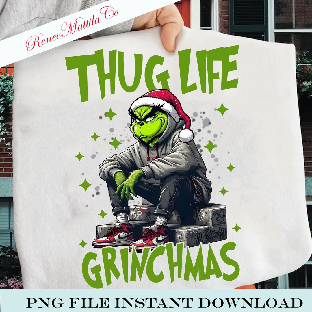 Thug Life Grinchmas Png, Retro Christmas Png, Trendy Xmas Movie Green ...