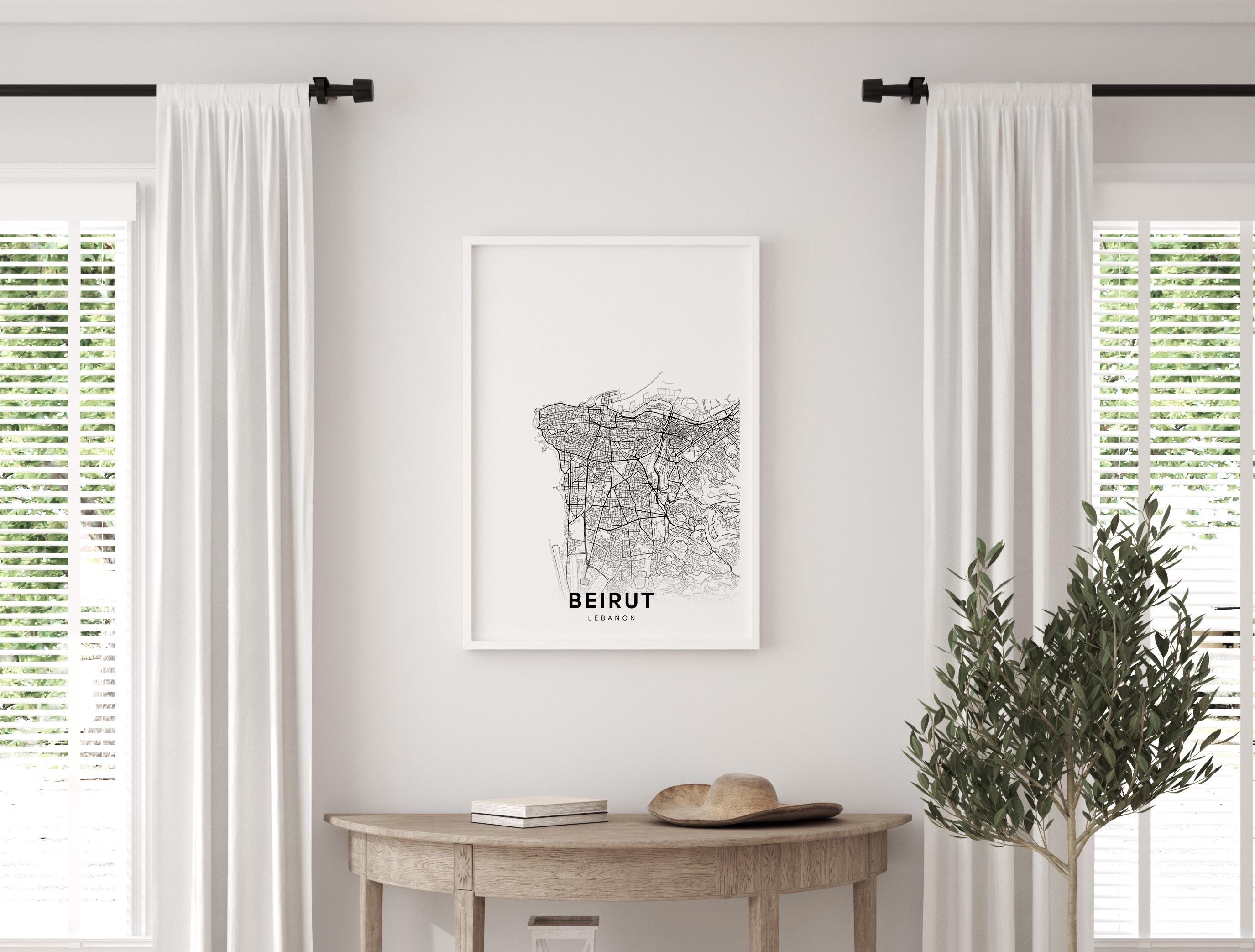 Beirut City Map Print, Beirut Street Map Poster, Lebanon Map Art, Black ...