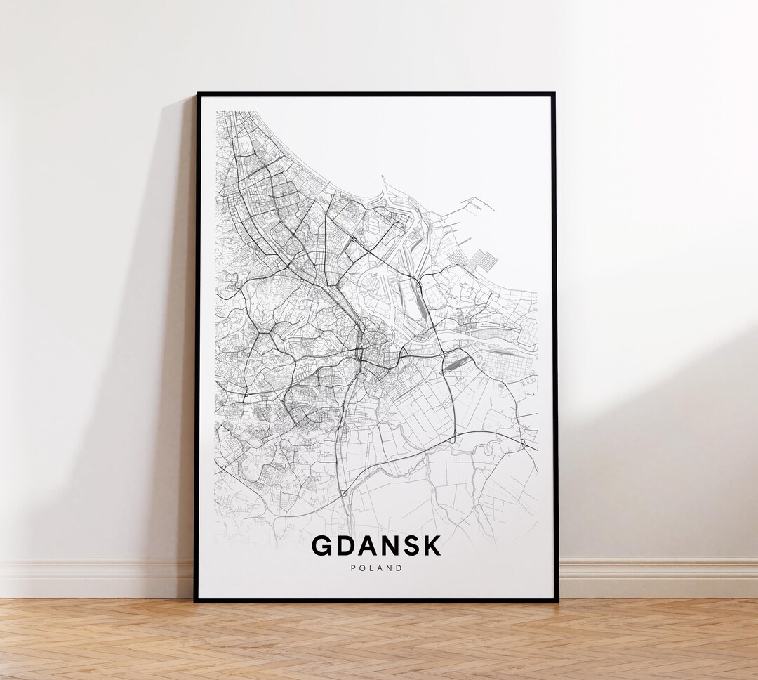 Gdansk City Map, Gdańsk Poland Wall Art, Minimalist Map Print, Modern ...
