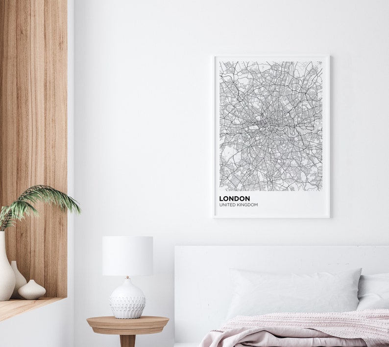 London City Map, London Street Map, United Kingdom Map Gift, Printable ...