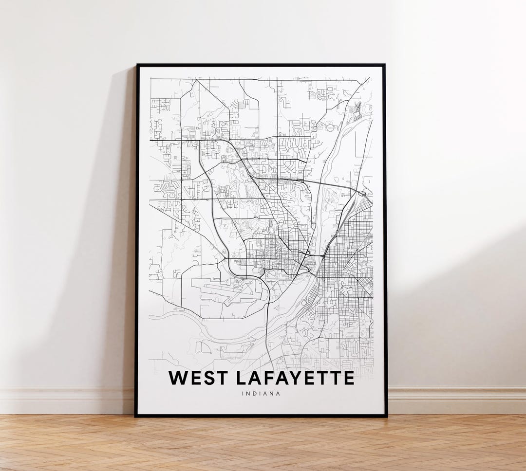 West Lafayette City Map Print, West Lafayette Street Map Poster ...