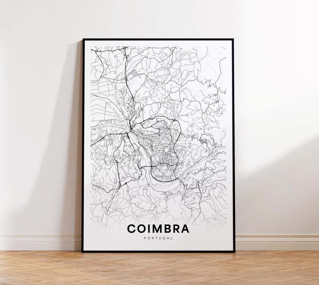 Coimbra City Map, Coimbra Street Map, Coimbra Portugal Minimalist Map ...
