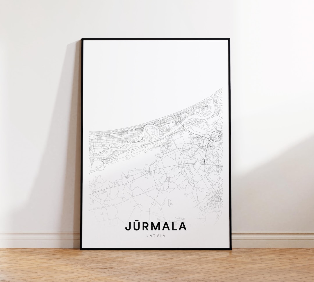 Jurmala City Map, Jurmala Map Print, Jurmala Latvia Minimalist Map ...