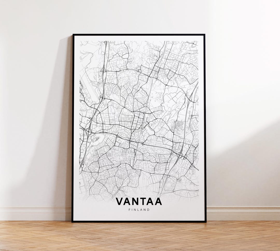 Vantaa City Map, Vantaa Street Map, Vantaa Finland Modern Map Print ...