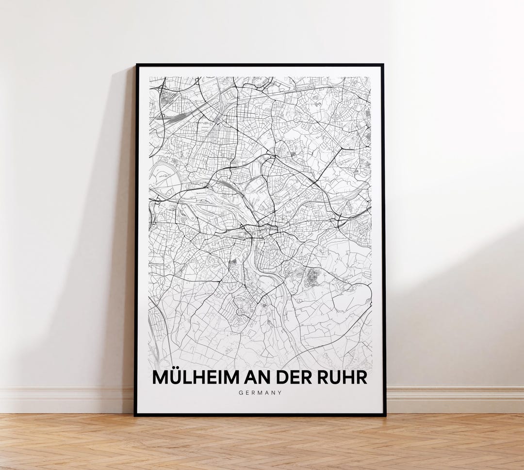 Mülheim an Der Ruhr City Map, Minimalist Mulheim an Der Ruhr Map Poster ...