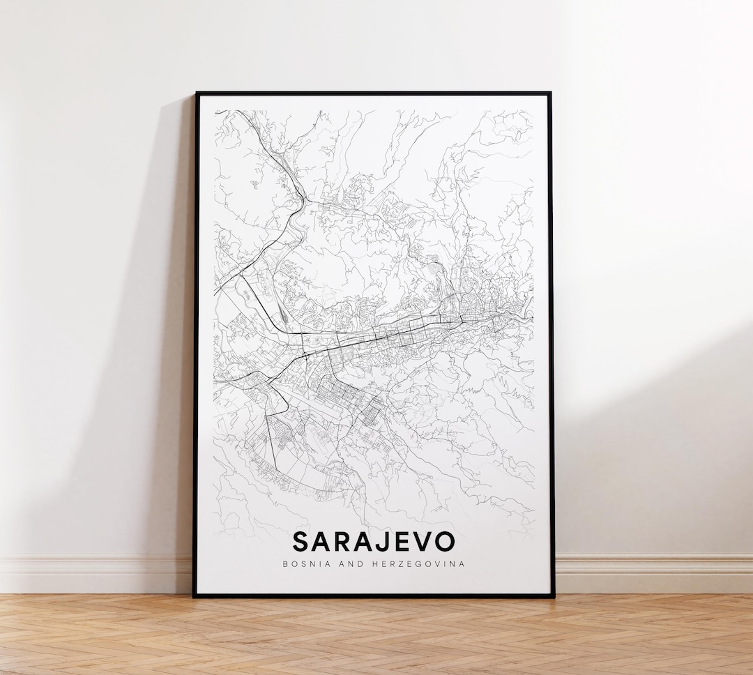 Sarajevo City Map, Sarajevo Street Map, Bosnia and Herzegovina Modern ...