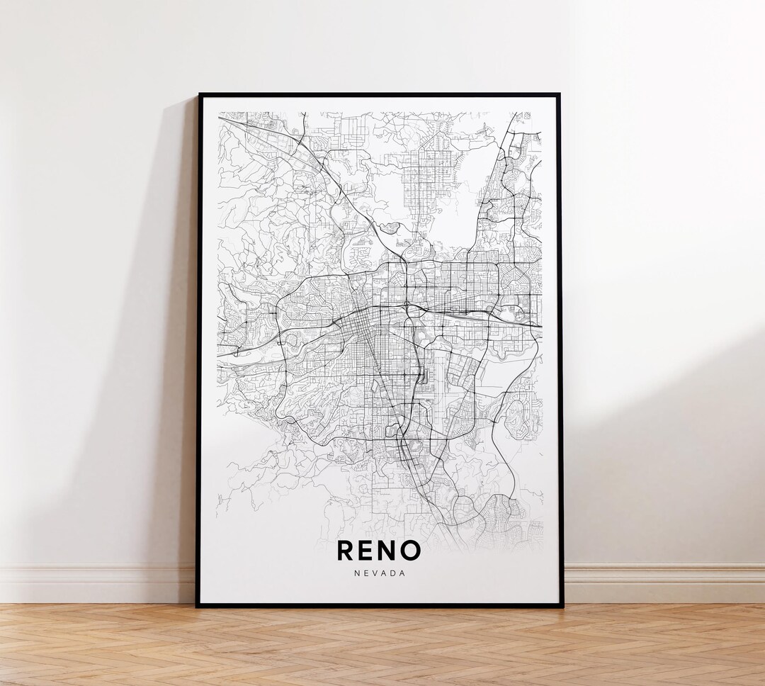 Reno City Map Print, Reno Street Map Poster, Nevada Map Art, Street ...