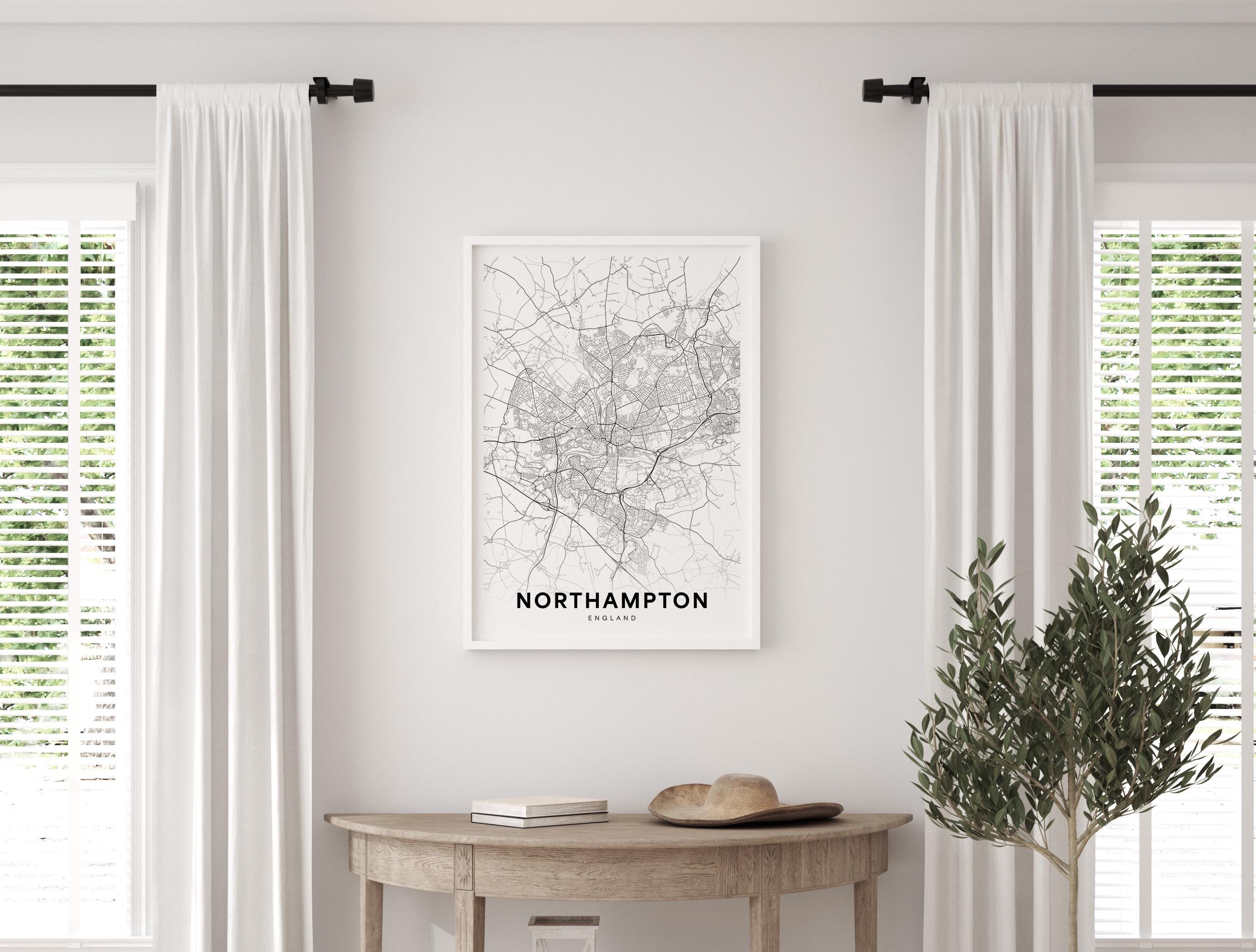 Northampton City Map, Northampton Map Print, Northampton UK Minimalist ...