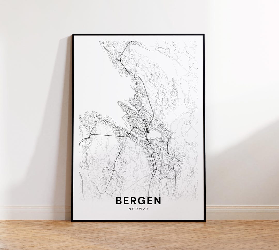 Bergen Map Print, Bergen City Map Poster, Street Map Art, Modern Wall ...
