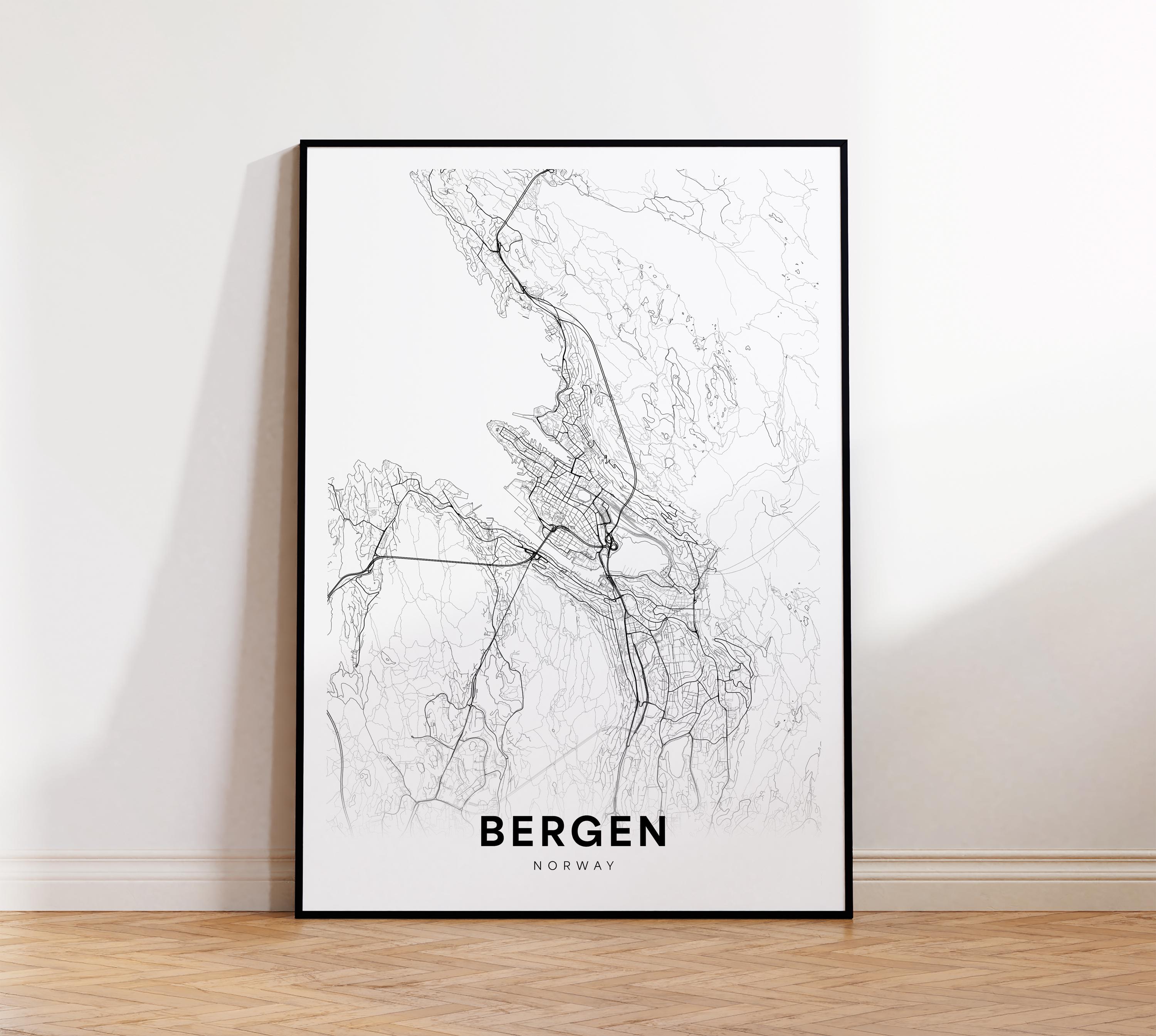 Bergen Map Print, Bergen City Map Poster, Street Map Art, Modern Wall ...