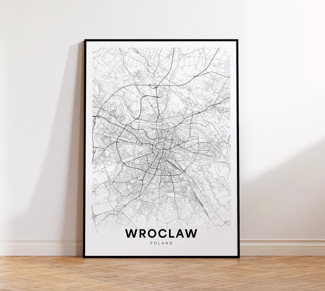 Wroclaw City Map, Wrocław Poland Wall Art, Minimalist Map Print, Modern ...
