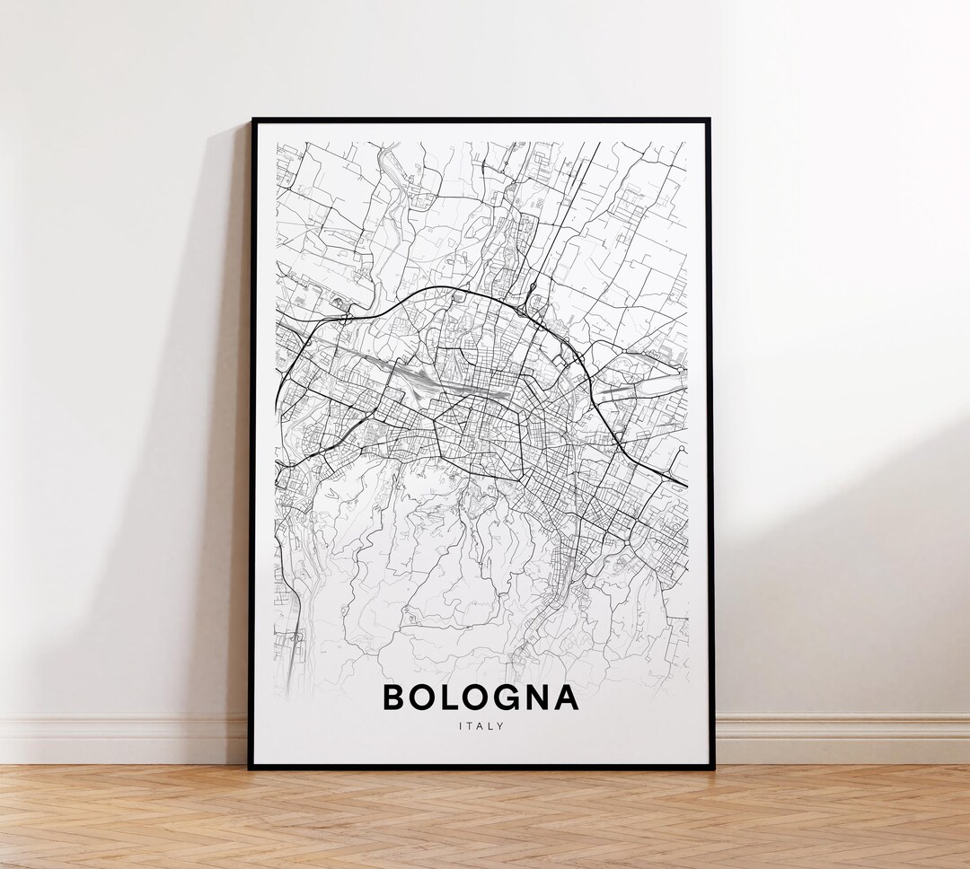 Bologna City Map, Bologna Street Map, Bologna Italy Modern Map Print ...