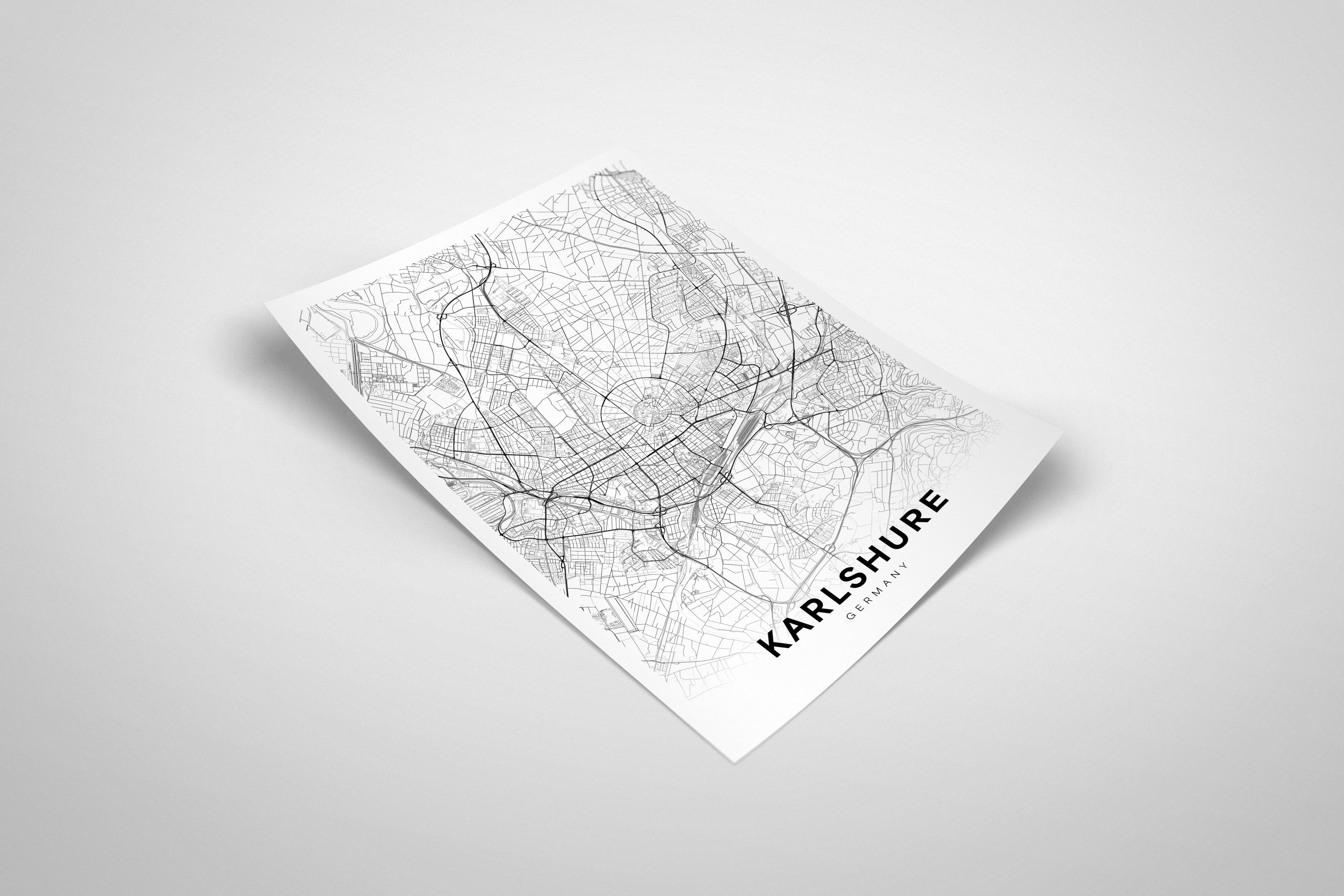 Karlsruhe City Map, Karlsruhe Street Map, Germany Modern Map Print ...