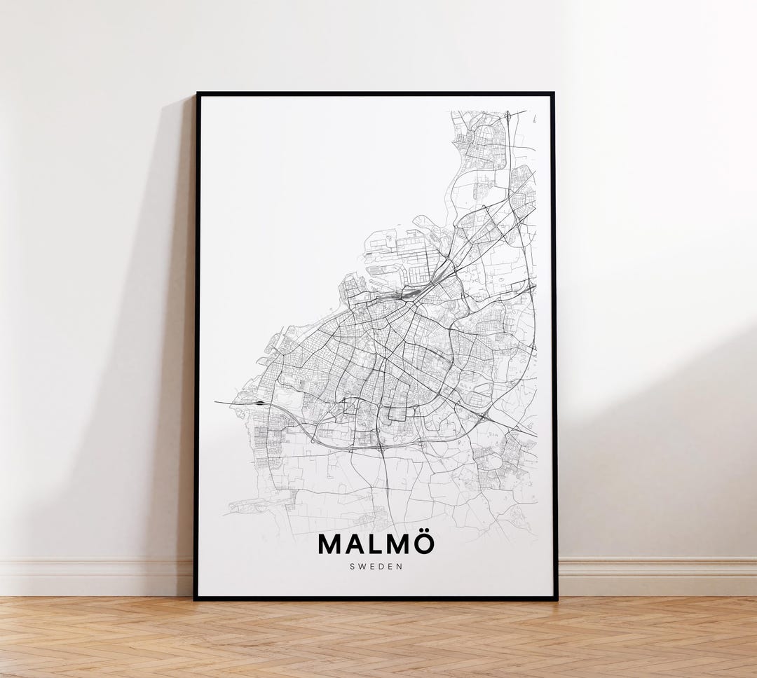 Malmö City Map, Malmo Sweden Wall Art, Minimalist Map Print, Modern ...