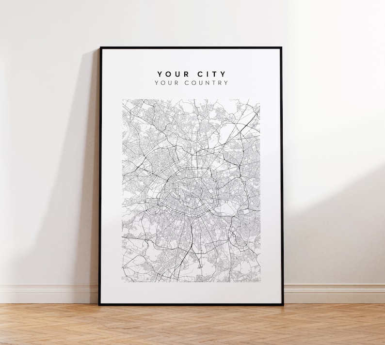 Personalized City Map, Custom Location Map, Any City Map Print, Modern ...