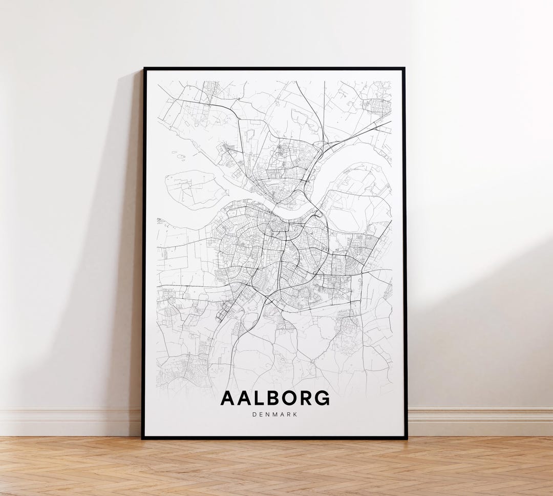 Aalborg City Map, Aalborg Map Print, Aalborg Denmark Minimalist Map ...