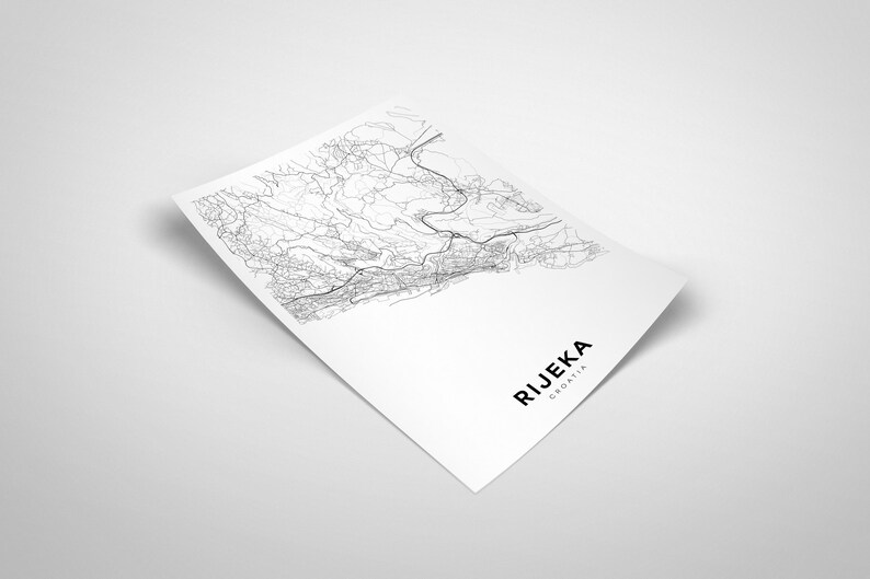 Rijeka City Map, Rijeka Street Map, Rijeka Croatia Modern Map Print ...