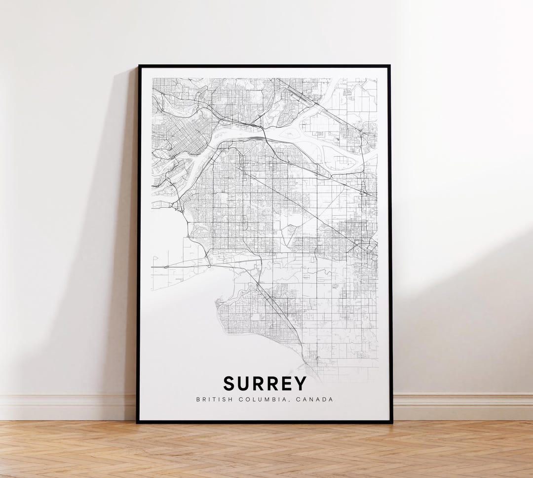 Surrey City Map Print, Surrey Street Map Poster, British Columbia Map ...