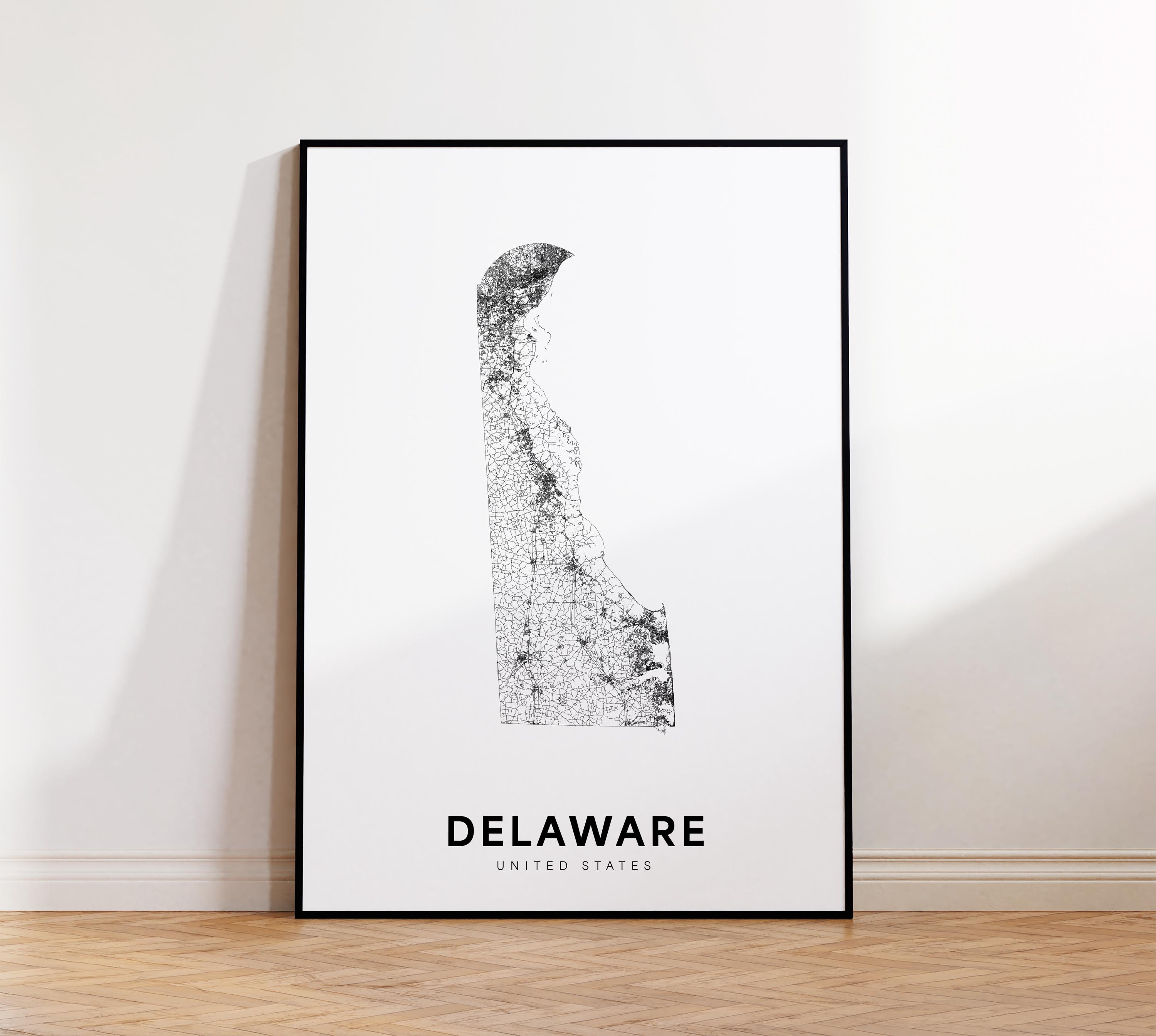Delaware State Map Print, Delaware Map Poster, Printable Map of ...