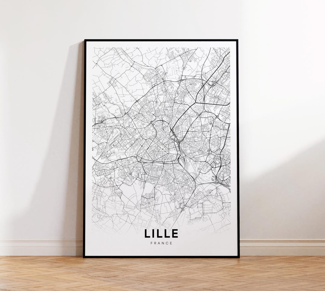 Lille City Map, Lille Street Map, Lille France Minimalist Map Print ...
