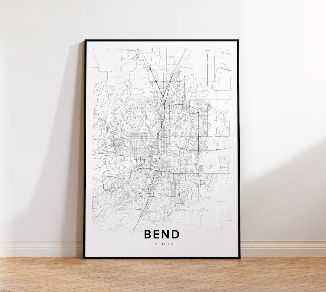 Bend City Map Print, Bend Street Map Poster, Oregon Map Art, Street ...