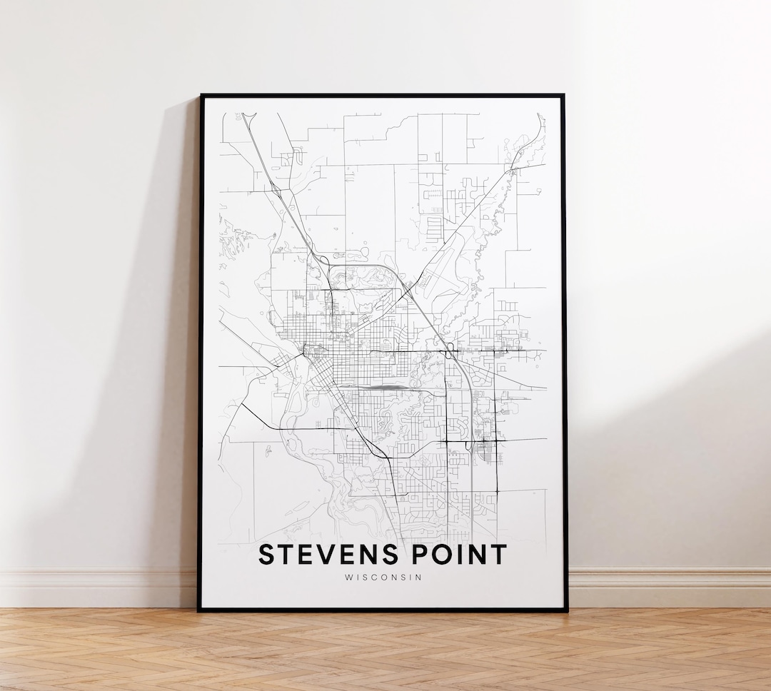 Stevens Point City Map Poster, Stevens Point Street Map, Wisconsin Map ...
