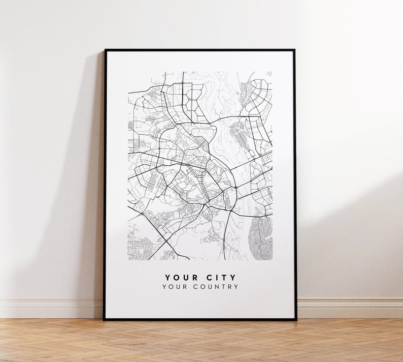Custom City Map, Personalized Map, Custom City, Any Town, Street Map ...